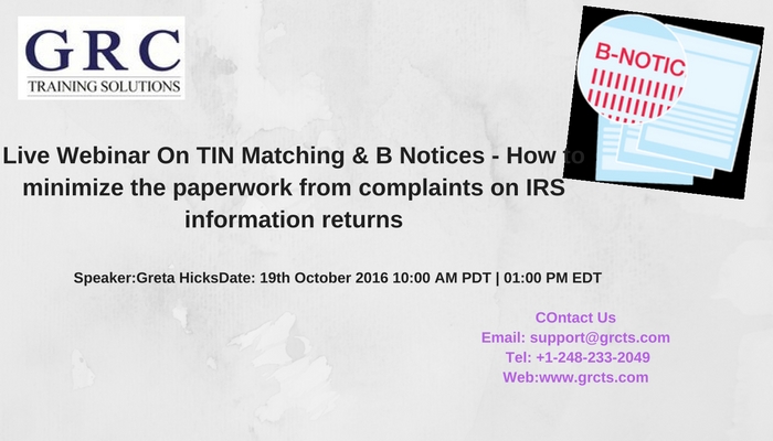 Live Webinar On What is TIN Matching & B Notices -How to minimize the ...