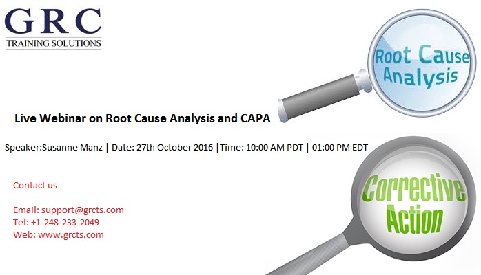 Live Webinar On Root Cause Analysis and CAPA