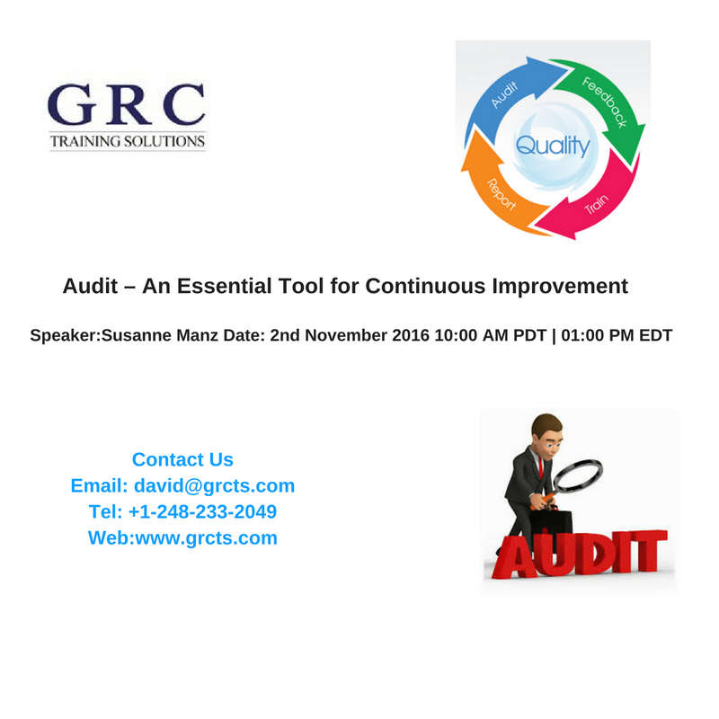 Live Webinar On Audit – An Essential Tool for Continuous Improvement