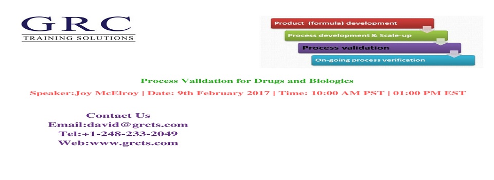 Process Validation for Drugs and Biologics